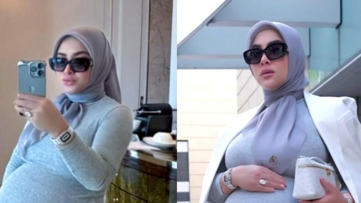 6 Potret Terbaru Syahrini Tampilkan Baby Bump di Kehamilan 9 Bulan dengan Dress Ketat, Munculkan ...