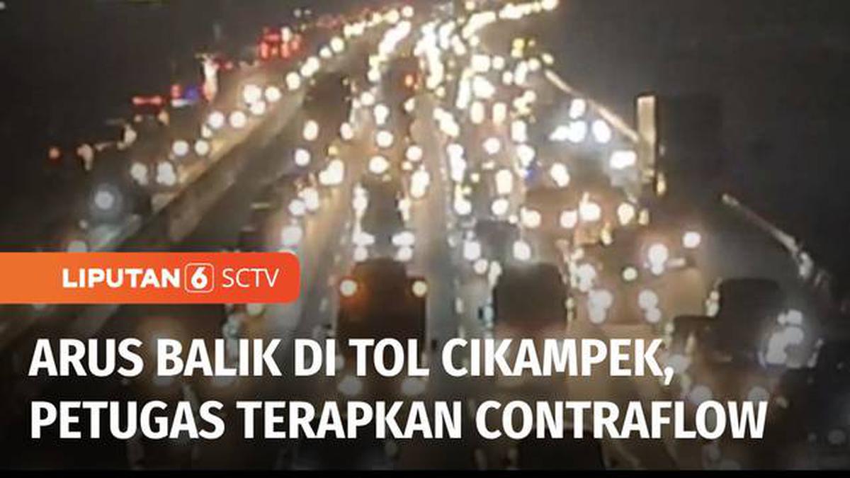 VIDEO: Arus Balik Libur Nataru di Tol Cikampek, Petugas Terapkan Contraflow - TV Liputan6.com