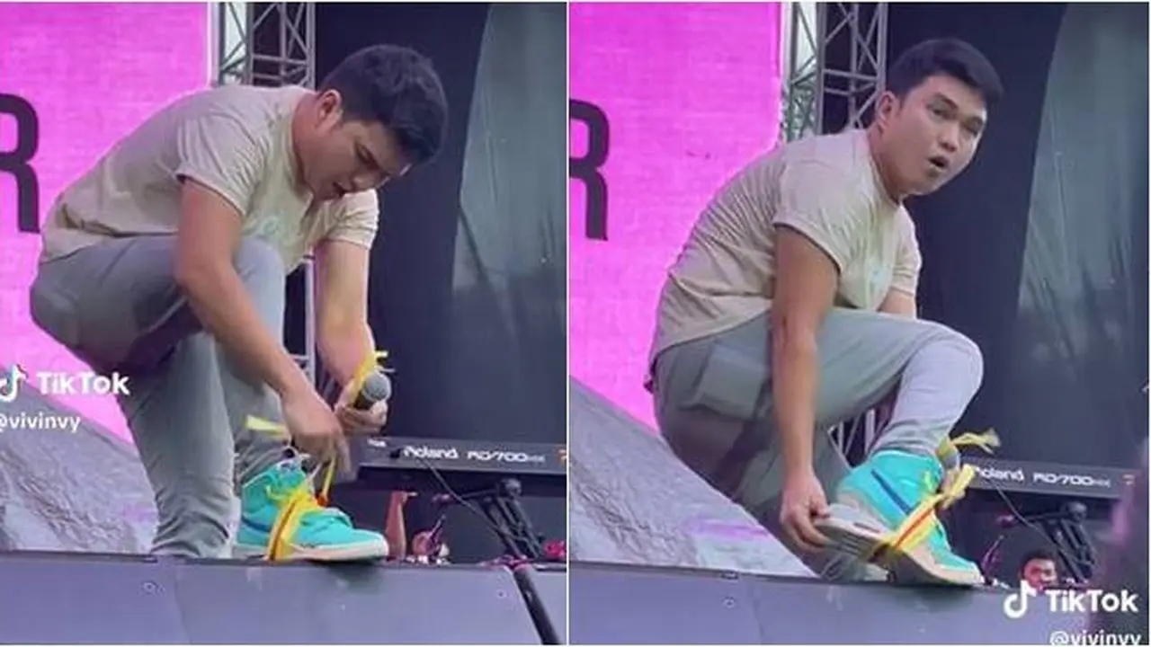 Viral Momen Sepatu Aldi Taher Jebol saat Manggung, Diikat Tali Rafia