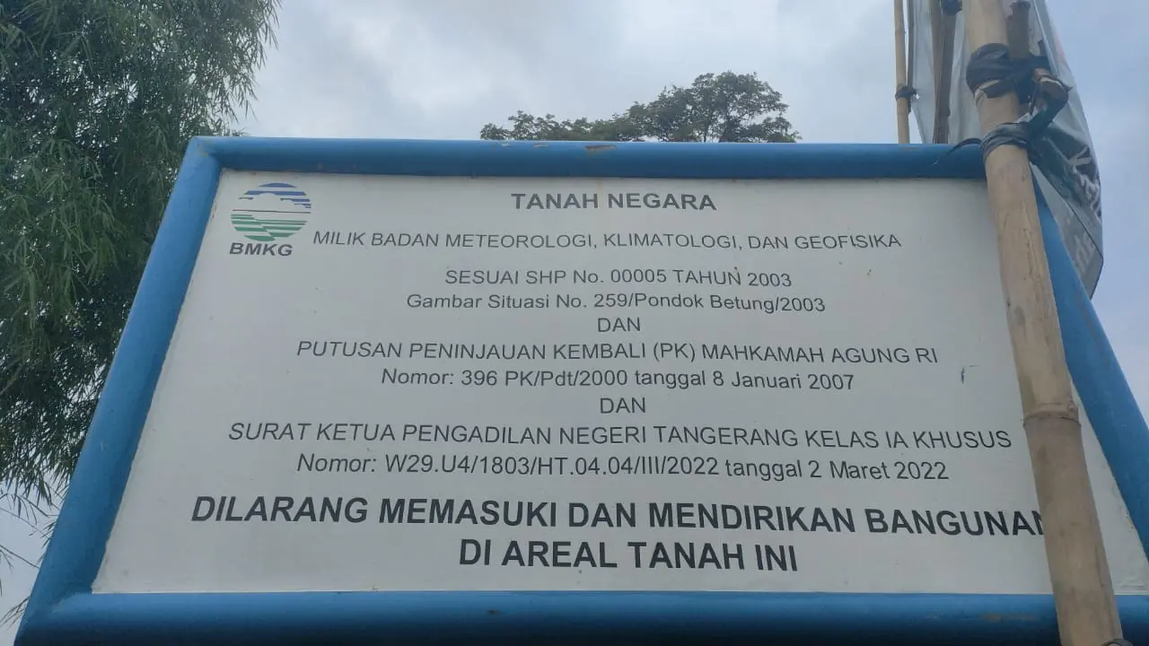 7 Fakta Terkait Kasus Dugaan Penguasaan Lahan Milik BMKG di Tangsel