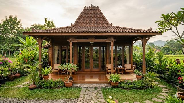 7 Contoh Rumah Joglo Sederhana dengan Teras dan Taman untuk Hari Tua ...