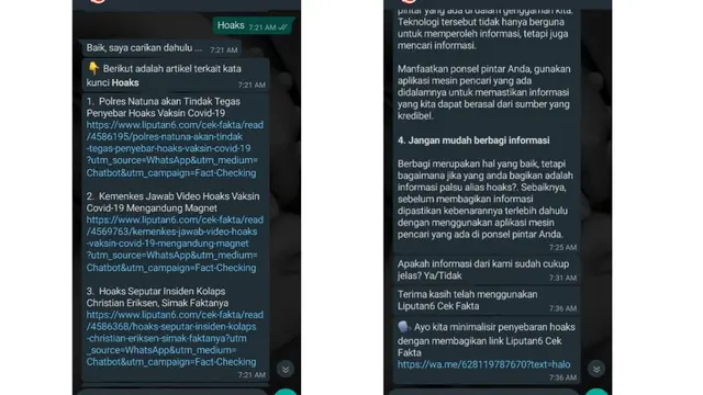 Cara Cek Hoaks di Chatbot WhatsApp Liputan6.com Cek Fakta - Tekno Liputan6.com