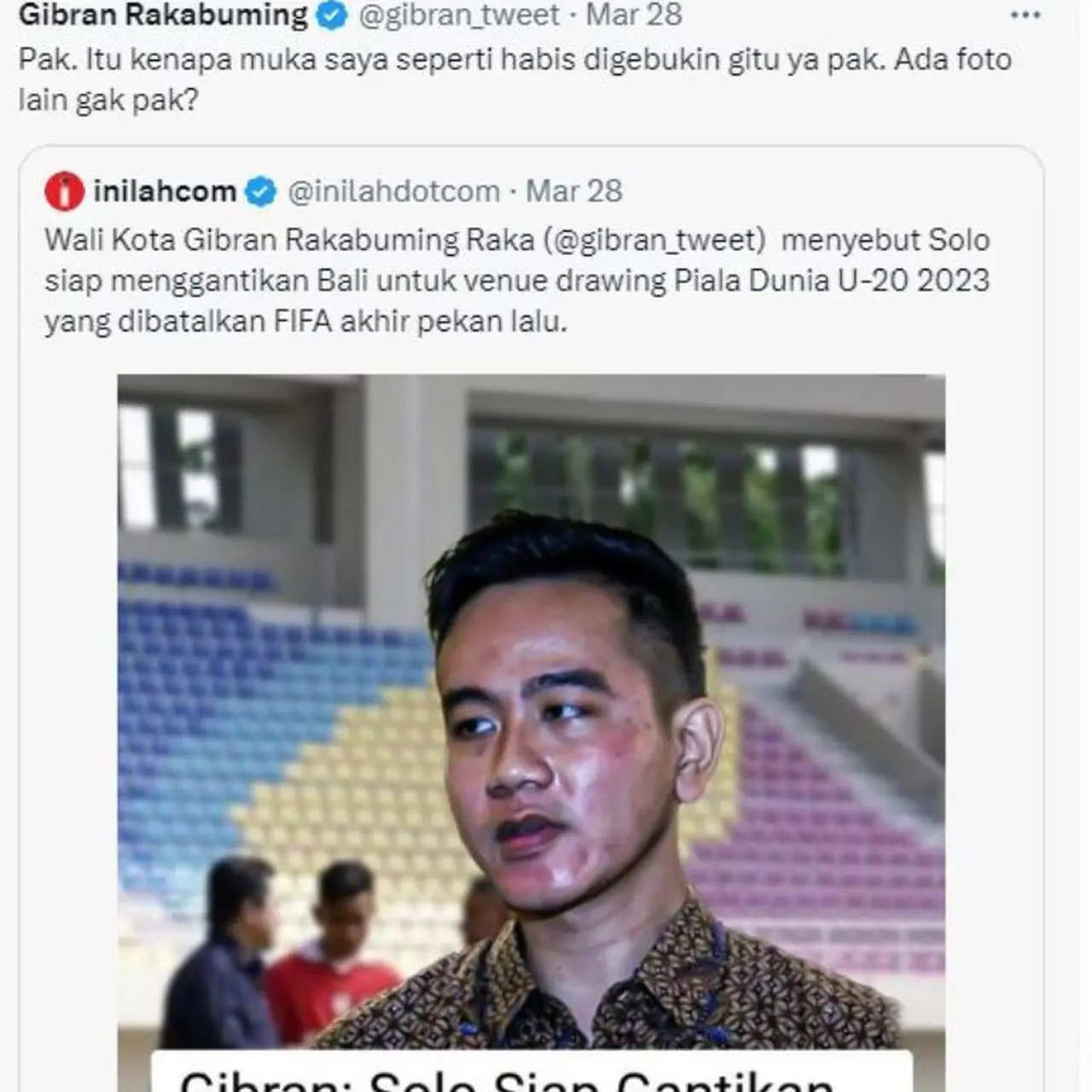 FIFA Coret Indonesia Sebagai Tuan Rumah Piala Dunia U-20, Gibran ...