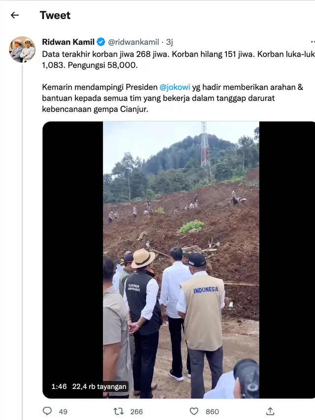 Pesan Ridwan Kamil Usai Sidak Korban Gempa Cianjur: Menolong Sesama Adalah Tugas Semua Manusia ...