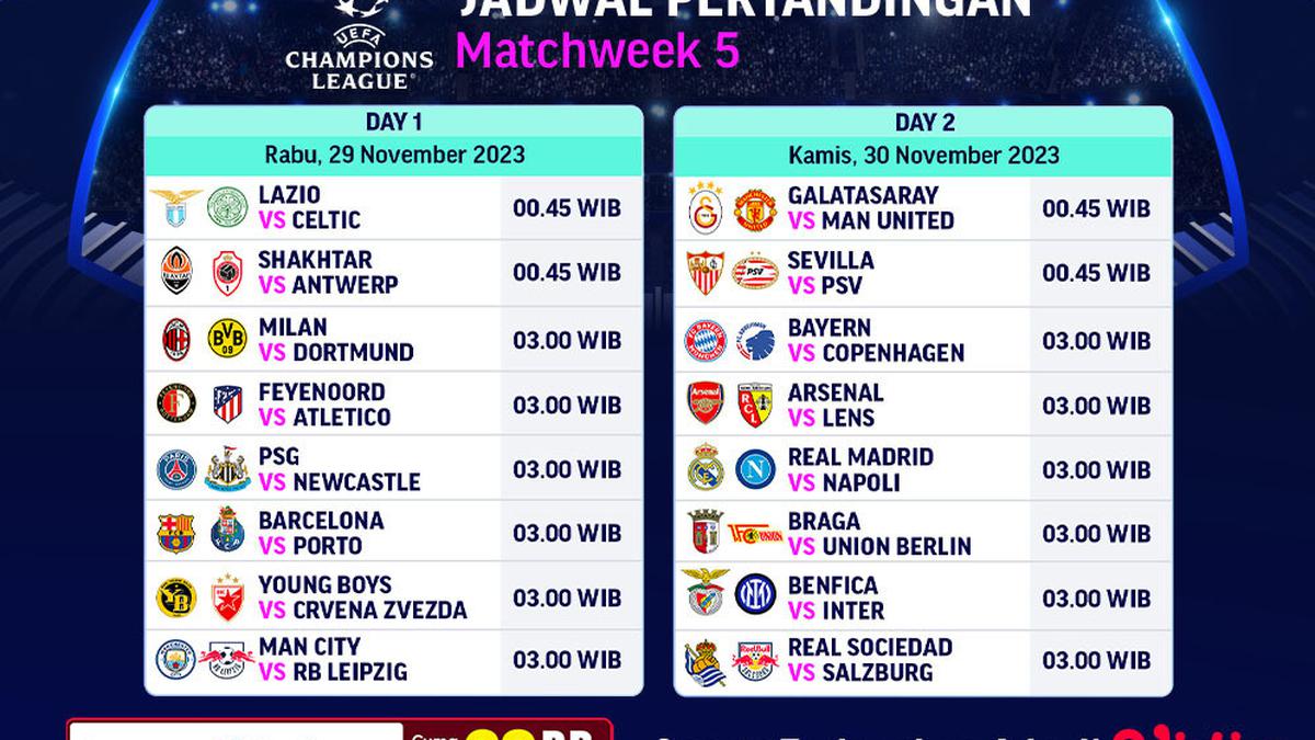 Jadwal dan Live Streaming Liga Champions Matchweek 5 di Vidio - Bola Liputan6.com