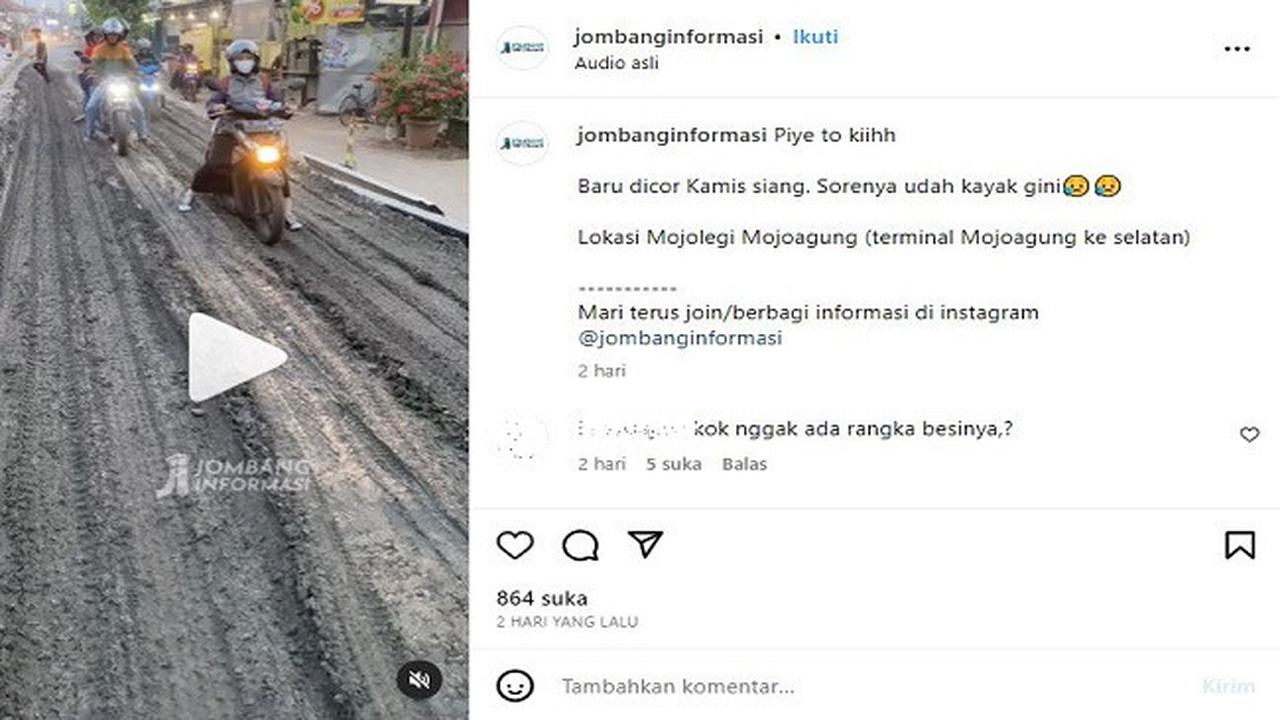 Viral Jalan Baru Dicor di Jombang Rusak Parah Akibat Diterobos ...
