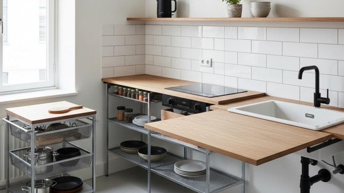 7 Inspirasi Dapur Tanpa Kitchen Set dengan Meja Lipat, Hemat Ruang dan ...