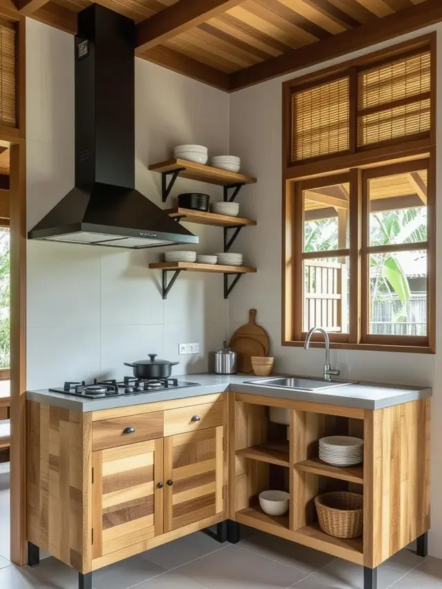 11 Inspirasi Desain Dapur Rumah Kecil dengan Kitchen Set Kayu Murah ...