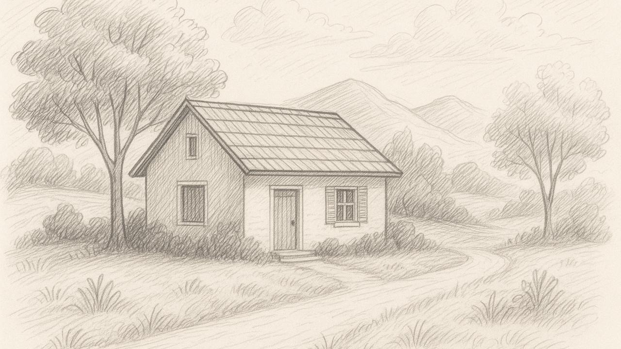 11 Sketsa Gambar Rumah dan Pemandangan yang Mudah Ditiru Pemula ...