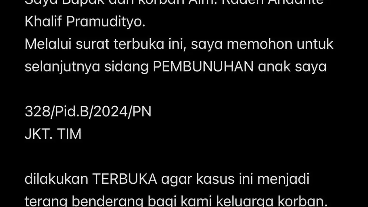 Surat Terbuka Angger Dimas untuk PN Jakarta Timur, Minta Sidang Kasus ...
