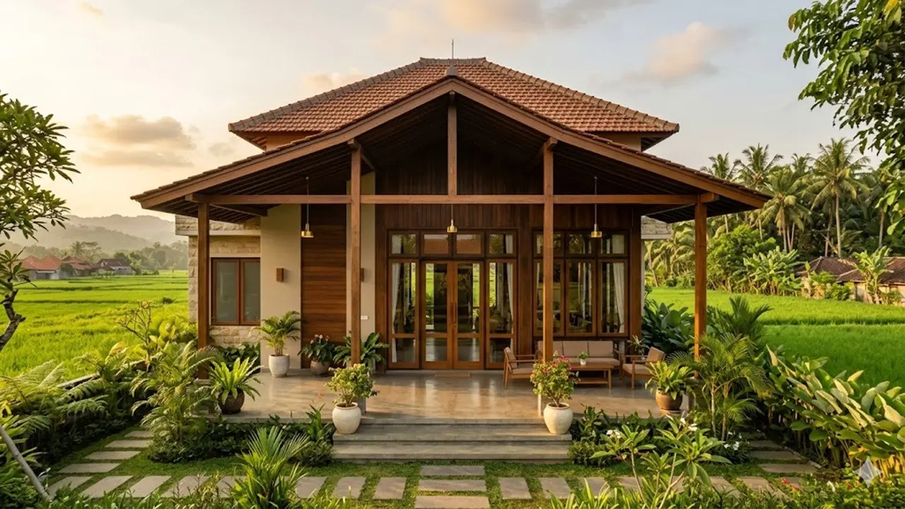 8 Inspirasi Fasad Rumah Desa Ala Juragan Sawah, Tampil Mewah Tanpa ...
