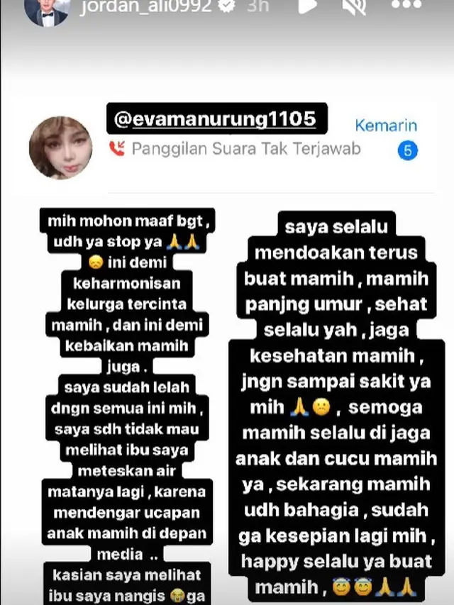 Jordan Ali Putus dari Eva Manurung, Tak Tega Lihat Ibunda Sedih karena ...