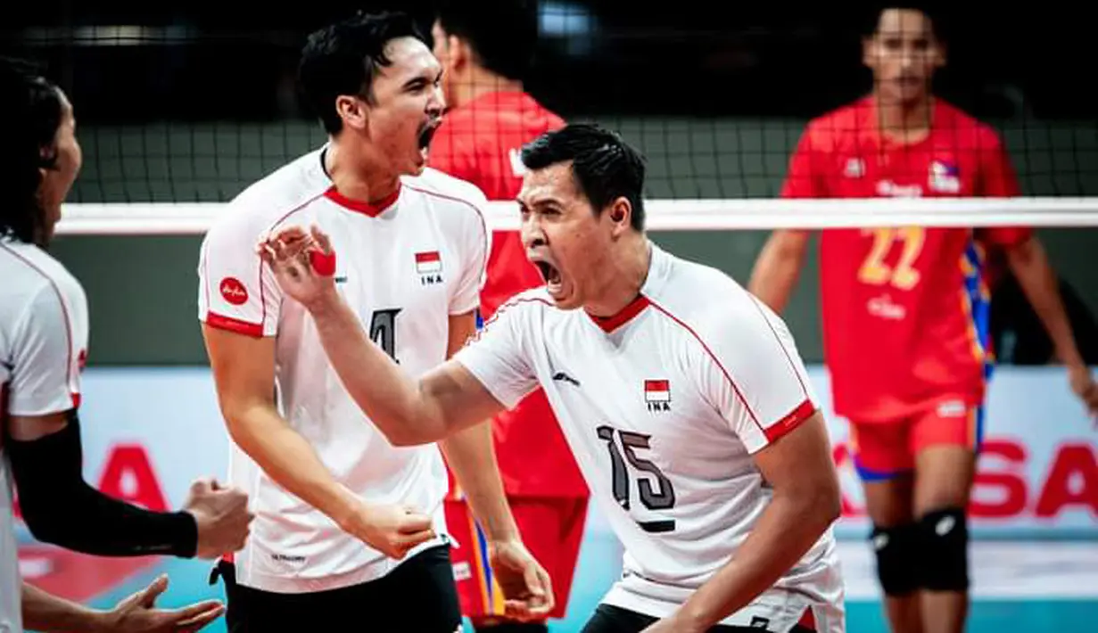 Foto: Kado Ultah Kemerdekaan RI, Timnas Voli Putra Indonesia Comeback Atasi Filipina di Putaran ...