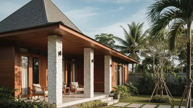 7 Inspirasi Rumah Kampung dengan Batu Paras Putih dan Atap Limas Modern