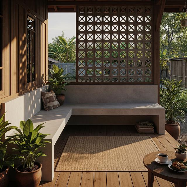 9 Model Teras Rumah Desa dengan Kursi Cor Minimalis yang Nyaman ...