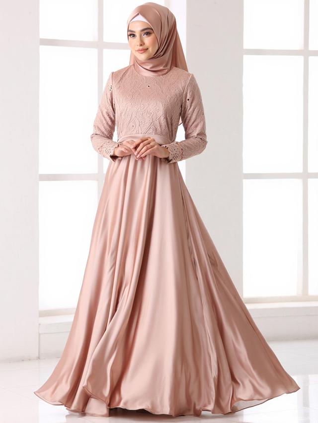 8 Model Gamis Potongan Princess Kombinasi Brukat yang Anggun, Cocok ...