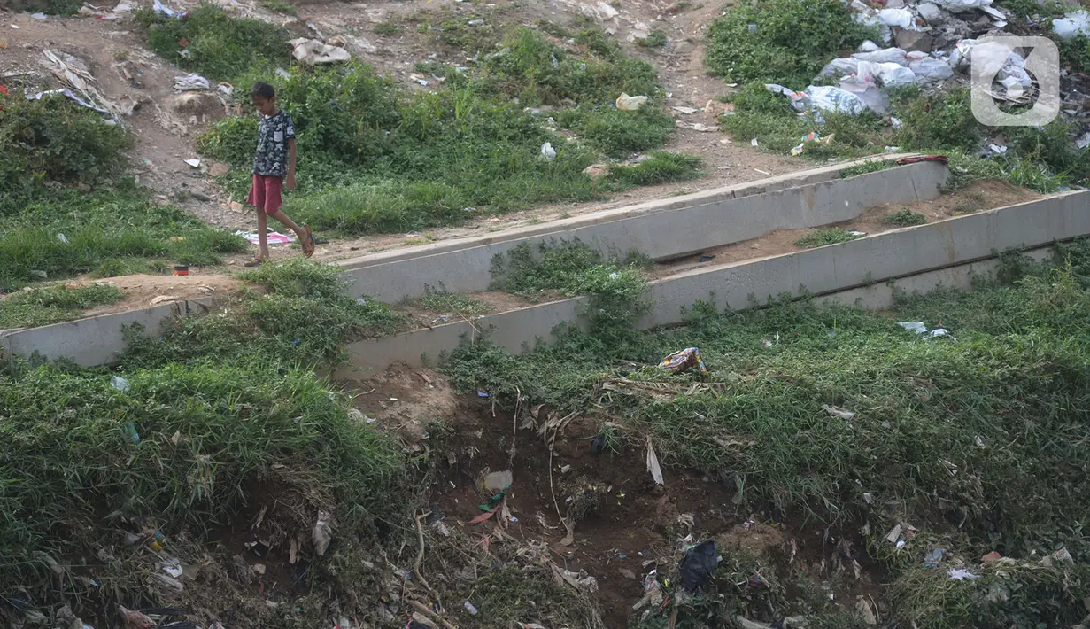 FOTO: Tiang Pancang Turap yang Terbengkalai di Kali Ciliwung - Foto ...