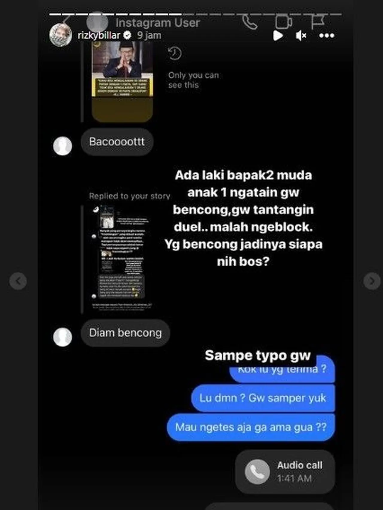 Disebut Bencong Oleh Netizen, Rizky Billar Ajak Duel