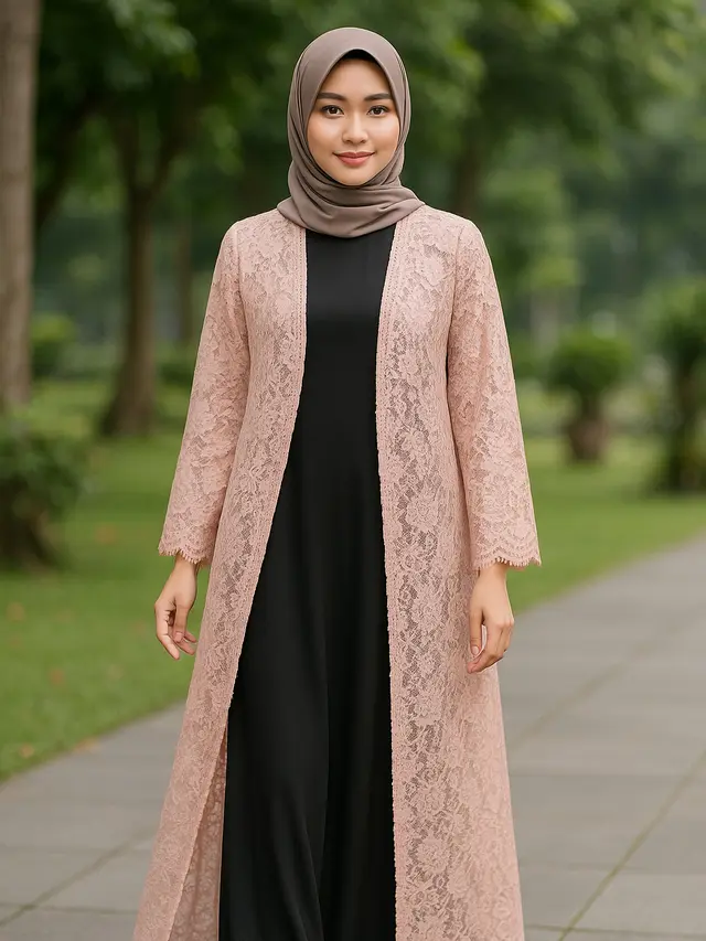 7 Kombinasi Polos dan Outer Brokat untuk Gamis, Elegan dan Modis di ...