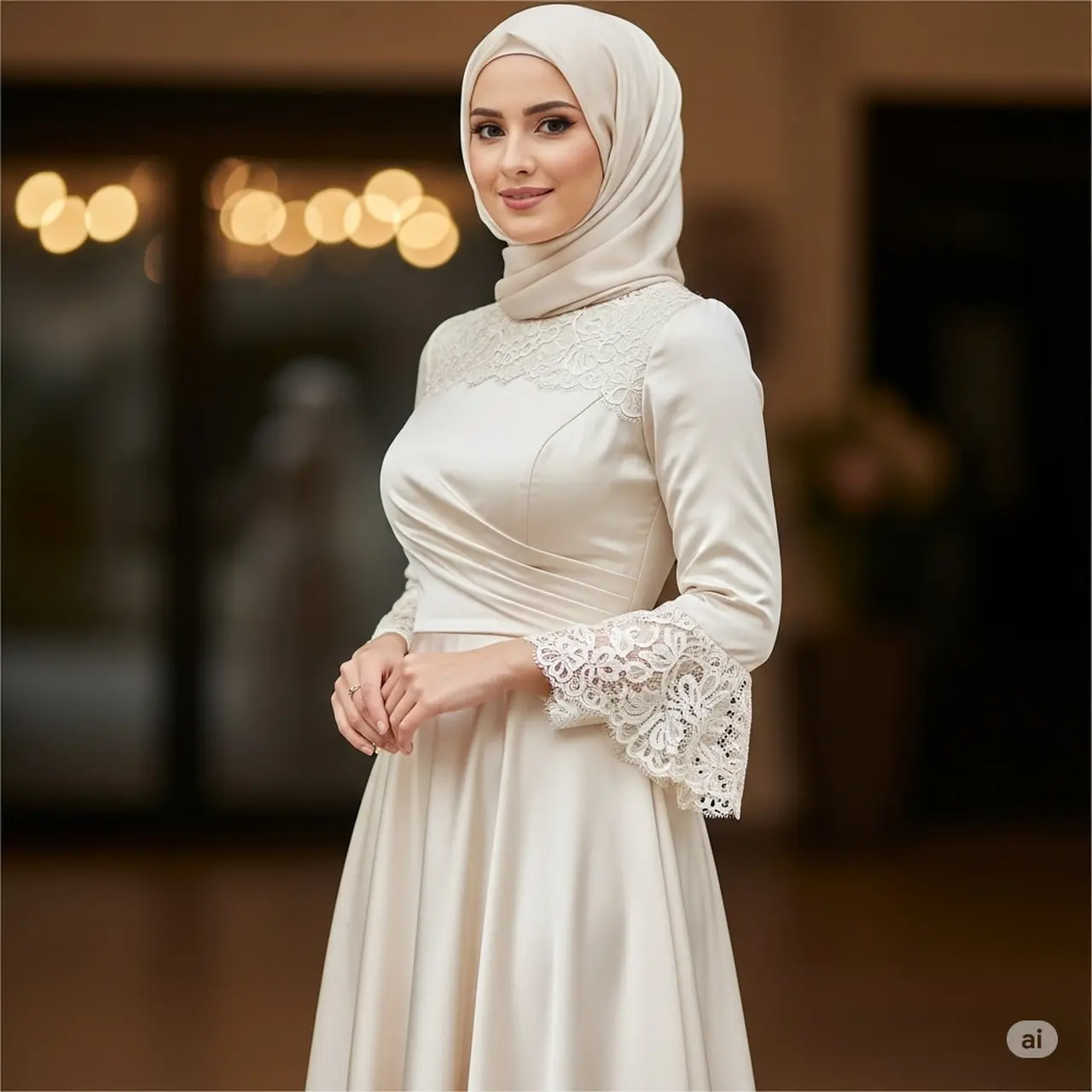 Inspirasi 10 Model Gamis Brokat Kombinasi Satin Pesta yang Elegan dan ...