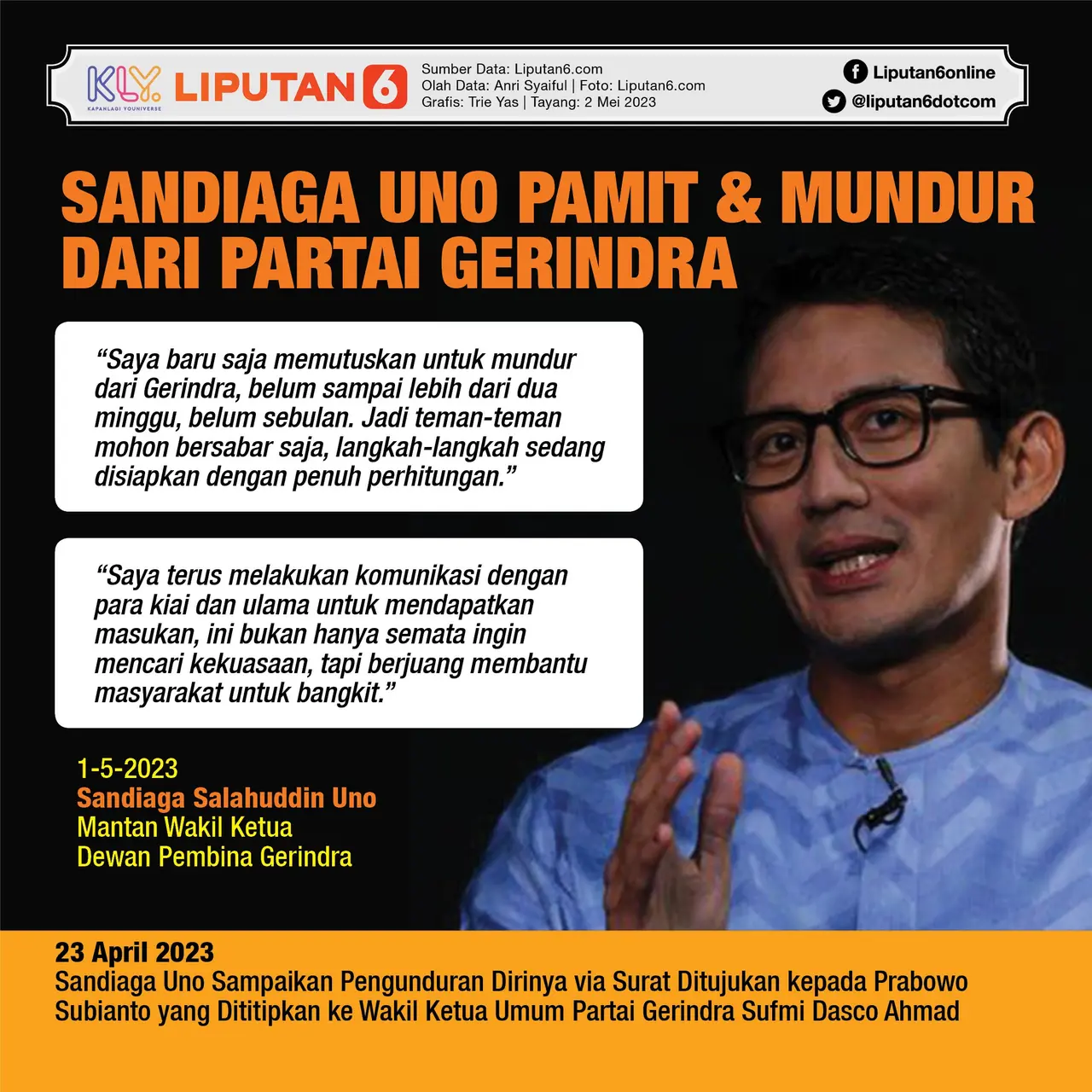 Infografis Sandiaga Uno Pergi dan Sinyal Wiranto Merapat ke Gerindra - News Liputan6.com