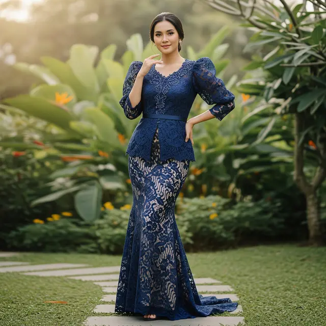 9 Model Dress Batik Brokat Lengan Puff 2025, Pilihan Busana Elegan ...