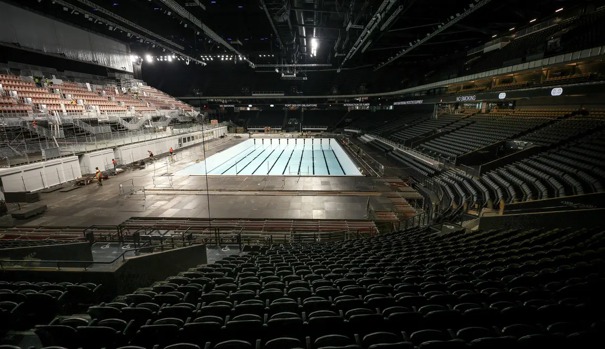 Melihat Persiapan Akhir Paris La Defense Arena, Venue Olahraga Renang ...