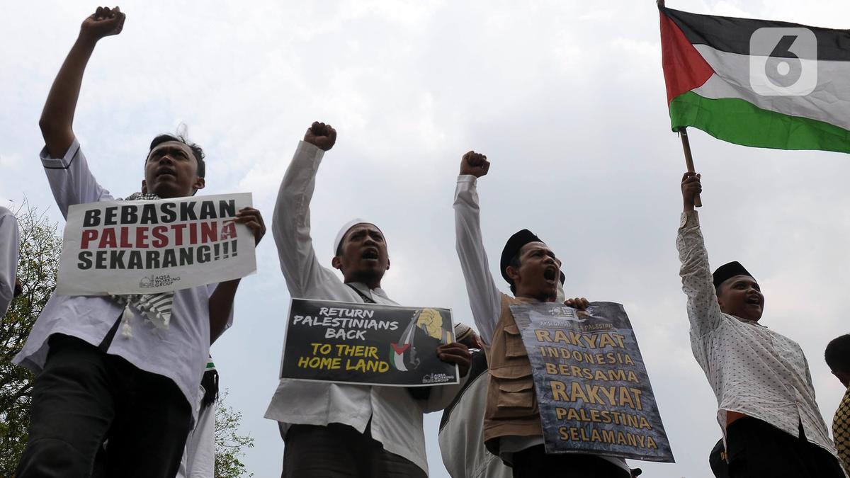 Aksi Damai Dukung Perjuangan Rakyat Palestina di Kedutaan Besar Amerika ...