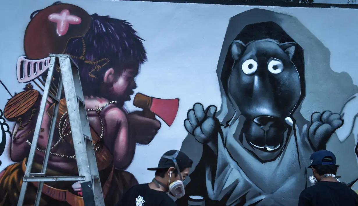 FOTO: Seniman Bangkok Protes Perburuan Satwa Liar Lewat Mural - Foto ...