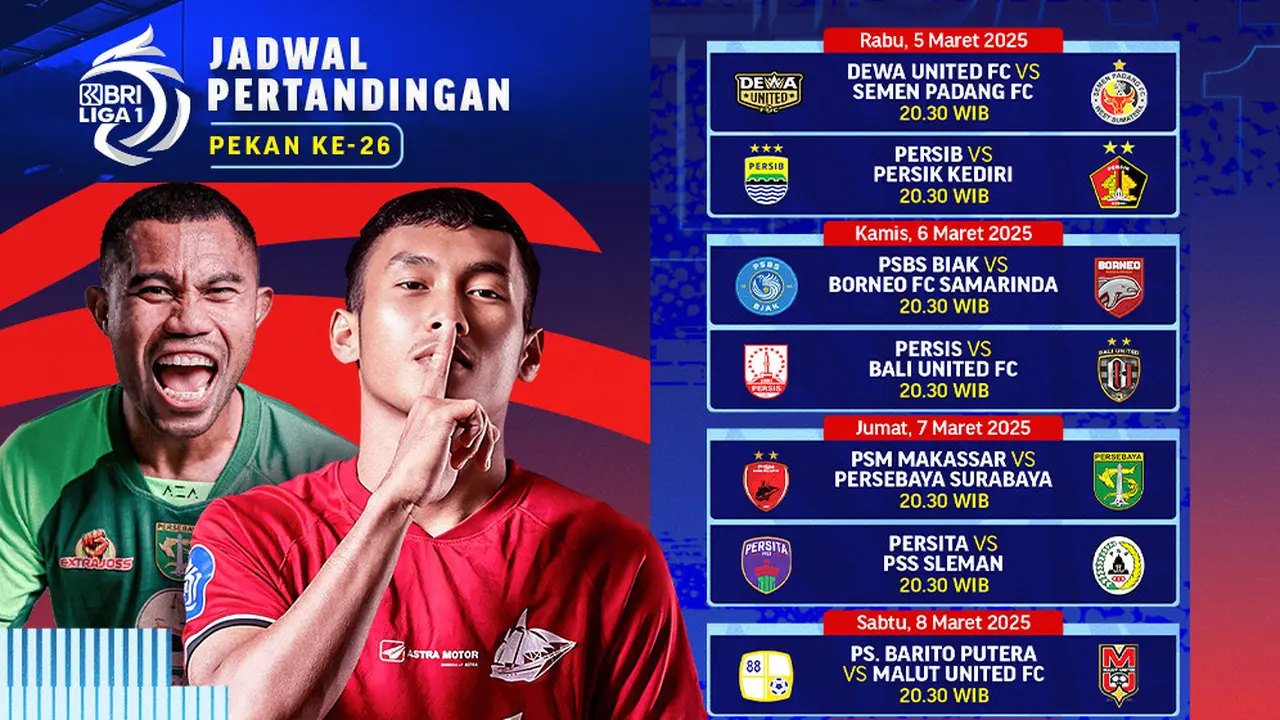 Jadwal dan Link Live Streaming BRI Liga 1 2024/25 Matchweek 26 di Vidio - Indonesia Bola.com