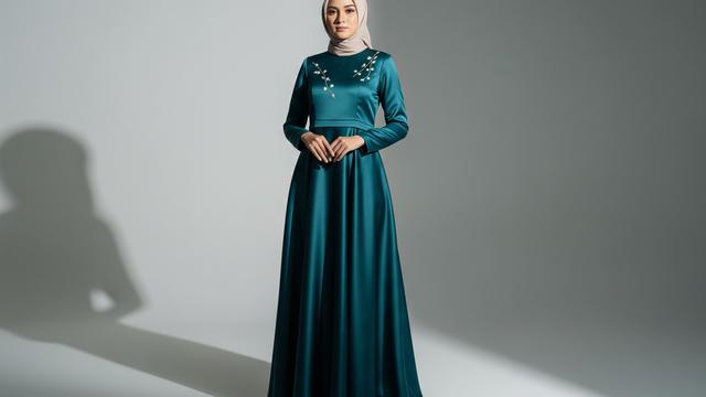 8 Model Gamis Warna Teal Terbaru Prediksi Tren 2026, Dari Minimalis ...