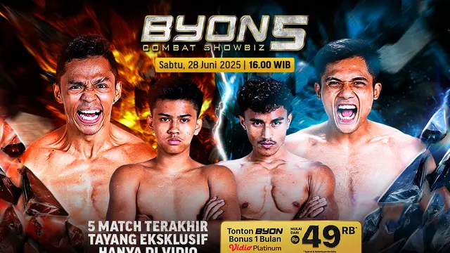Nonton Live Streaming Pertandingan Byon Combat Showbiz Vol. 5 di Vidio - Indonesia Bola.com