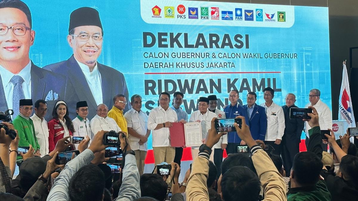 KIM Plus Resmi Deklarasikan Ridwan Kamil-Suswono Maju Pilkada Jakarta 2024 - Pemilu Liputan6.com