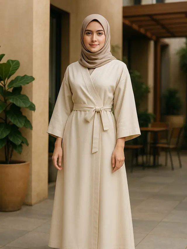 10 Model Gamis Polos Modern 2025 dengan Detail Unik yang Elegan dan ...
