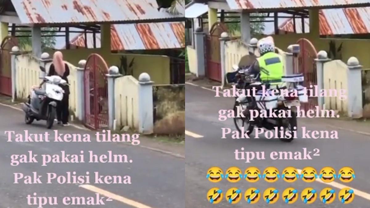 Tak Pakai Helm, Cara Emak-emak Hindari Tilang Polisi Ini Bikin Ngakak - Berita Otosia.com