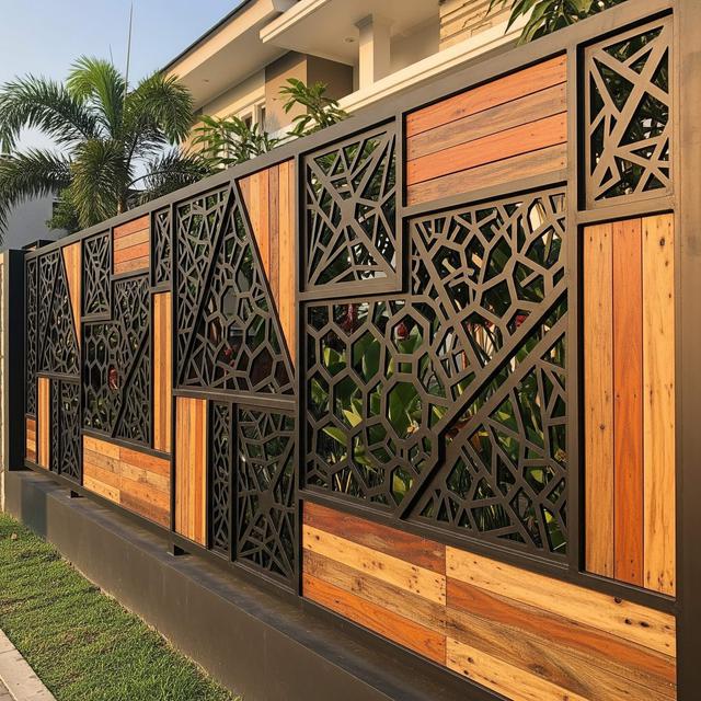 7 Ide Pagar Besi Kombinasi Kayu Daur Ulang, Tampilan Rustic Modern yang ...