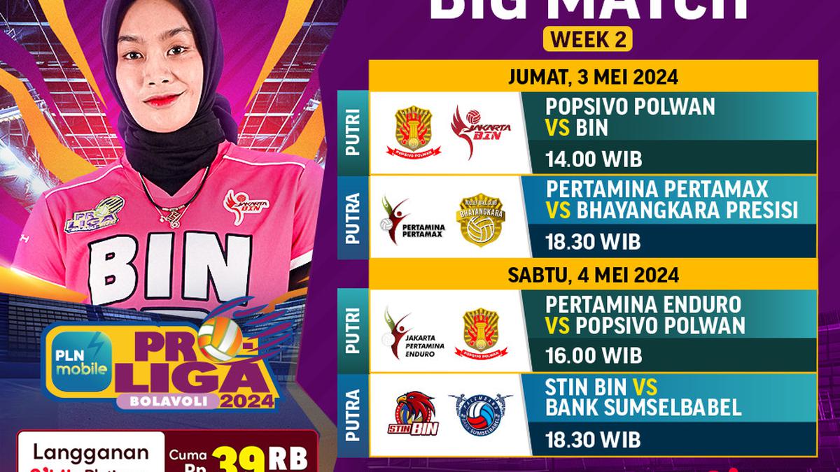 Link Streaming Big Match PLN Mobile Proliga 2024 di Vidio Pekan Ini