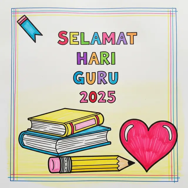 8 Contoh Gambar Hari Guru 2025 dari Anak SD yang Lucu, Kreatif dan ...