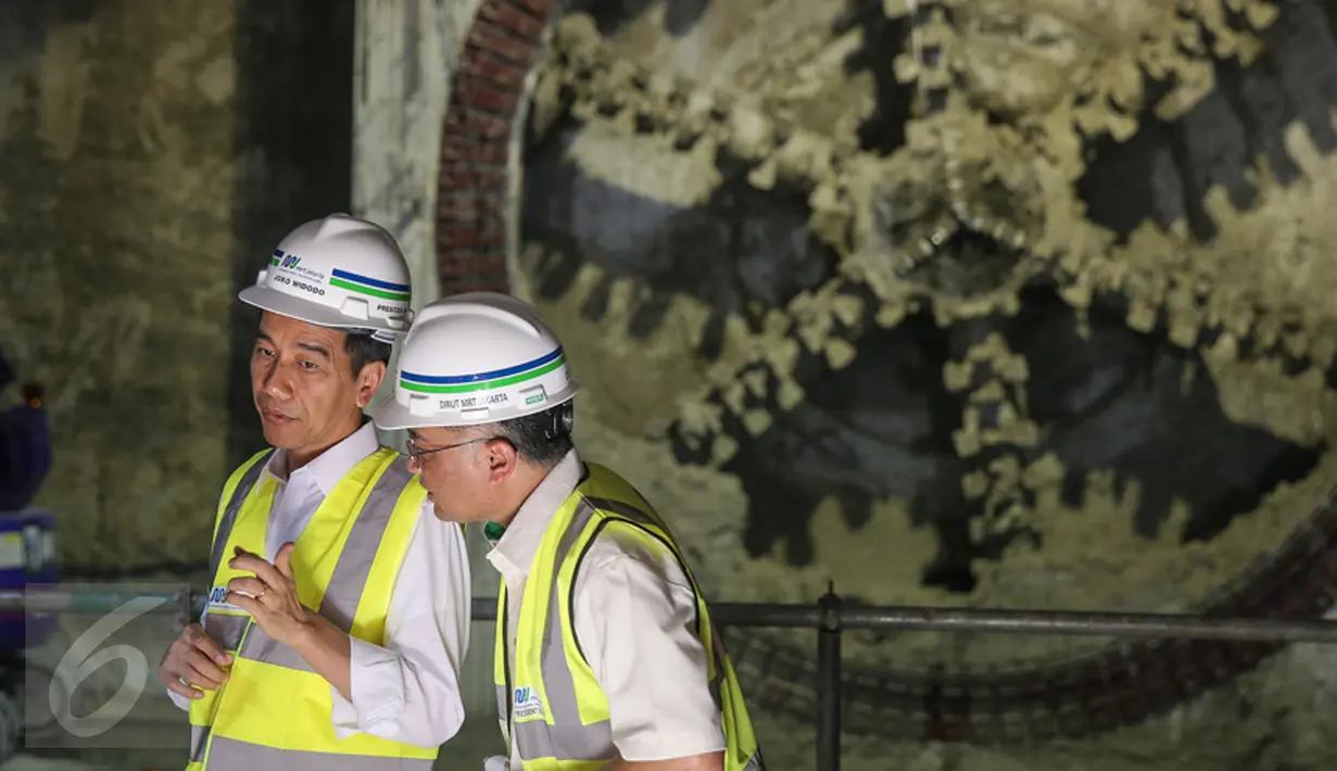 Jokowi Ajak Wagub Djarot Tinjau Pengeboran Terowongan MRT Senayan