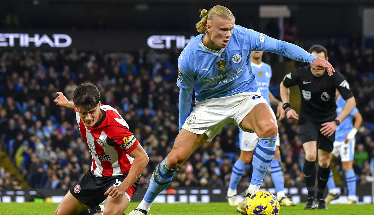 Foto: Erling Haaland Jadi Pembeda untuk Kemenangan Manchester City atas Brentford di Liga ...