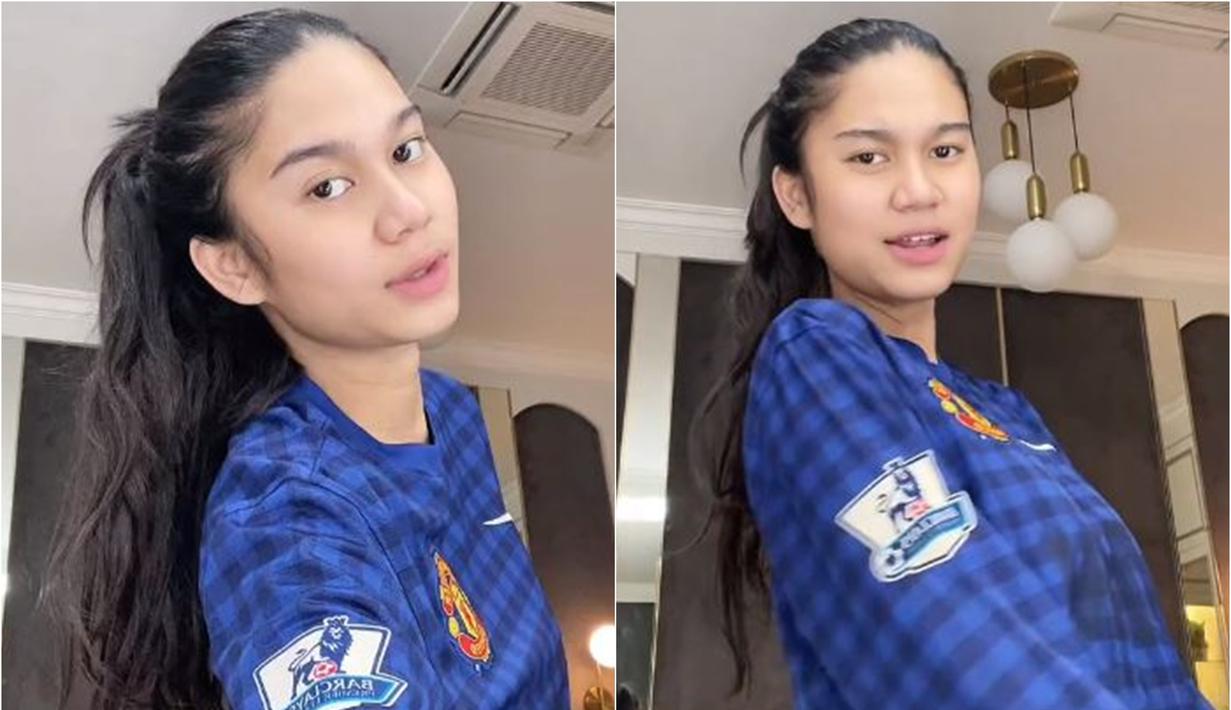 Potret Azizah Salsha Saat Pakai Jersey Manchester United dan PSG