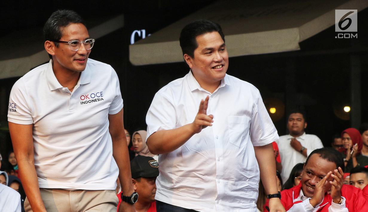 FOTO: Sandiaga Uno - Erick Thohir Tampil Akrab di Acara Milenial - Foto Liputan6.com