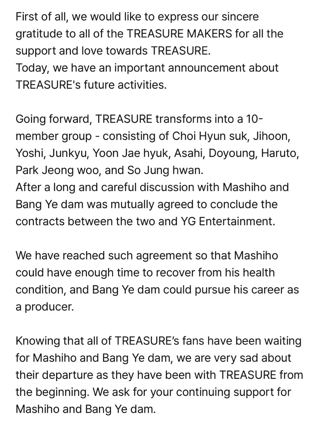 Mashiho dan Bang Yedam Hengkang, YG Entertaiment: TREASURE Akan Lanjut ...