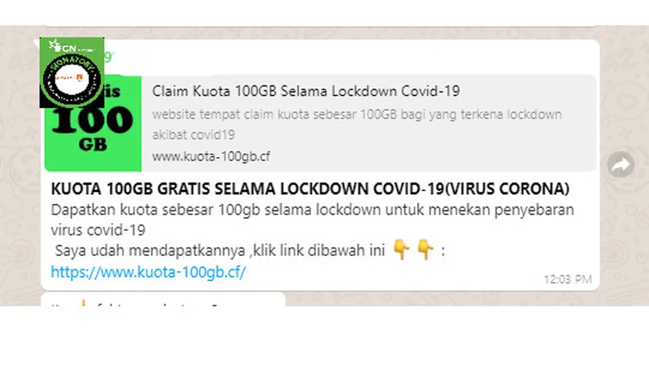 Cek Fakta: Hoaks Pesan Berantai Kuota Internet 100 GB Gratis - Cek ...