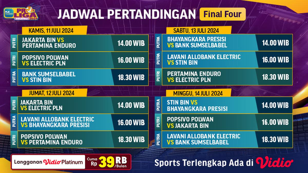 Jadwal PLN Mobile Proliga 2024 Final Four Putaran Kedua di Vidio