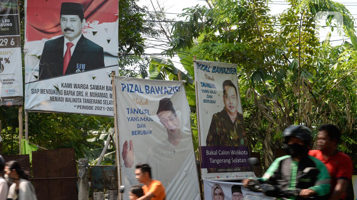 FOTO: Pilkada Masih Lama, Gambar Bakal Calon Wali Kota Tangsel Sudah Bertebaran - Foto Liputan6.com