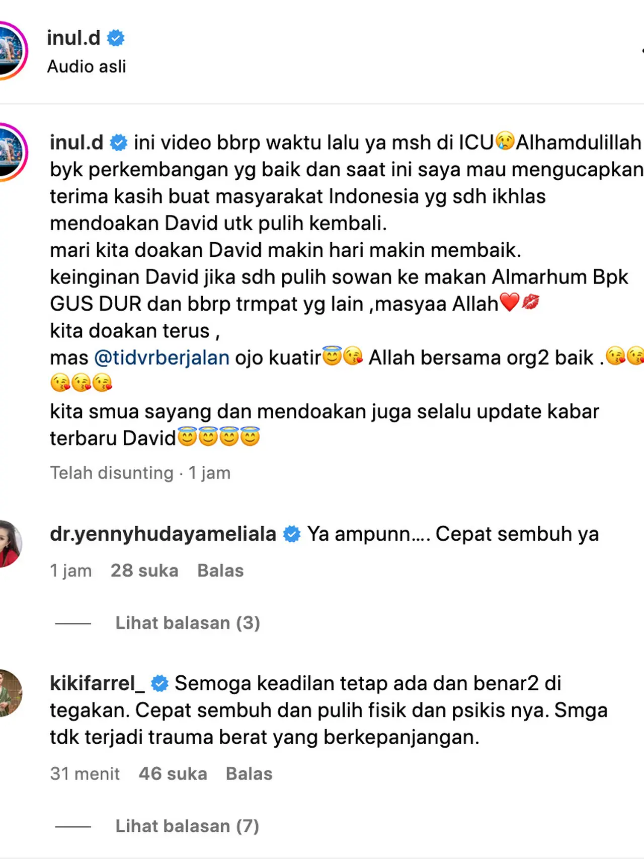 Cita-cita David Ozora Jika Kondisi Pulih: Pegang Kumis Adam Suseno dan ...