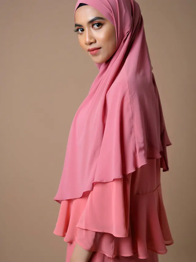 9 Model Gamis dengan Detail Ruffle dan Layer Bertumpuk, Favorit ...