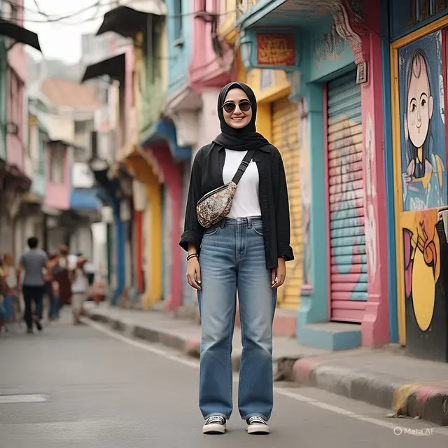 Inspirasi 10 Padu Padan Outfit Kemeja Hitam Wanita Hijab, Simple dan ...