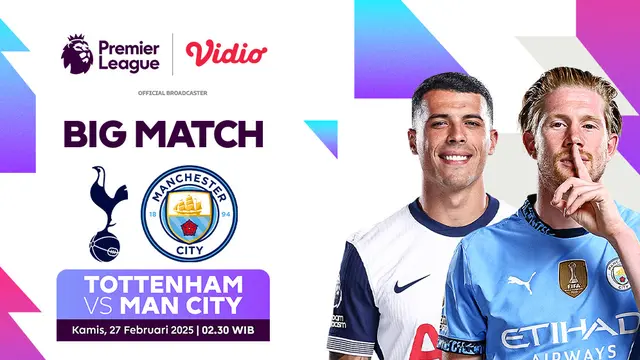 Link Siaran Langsung Big Match Liga Inggris: Tottenham vs Manchester City di Vidio - Inggris ...
